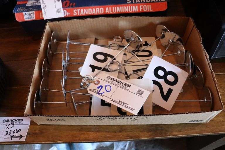 Box to go - 19 table number stands - Backes Commercial Auctioneers