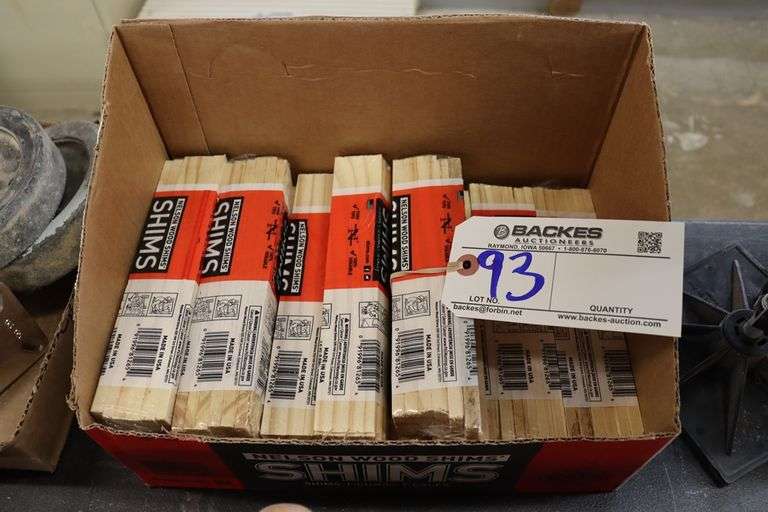 1/2 Box of new wood shims - Backes Commercial Auctioneers