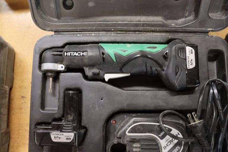 Hitachi 12 volt right angle drill w/ batteries & charger - Backes ...