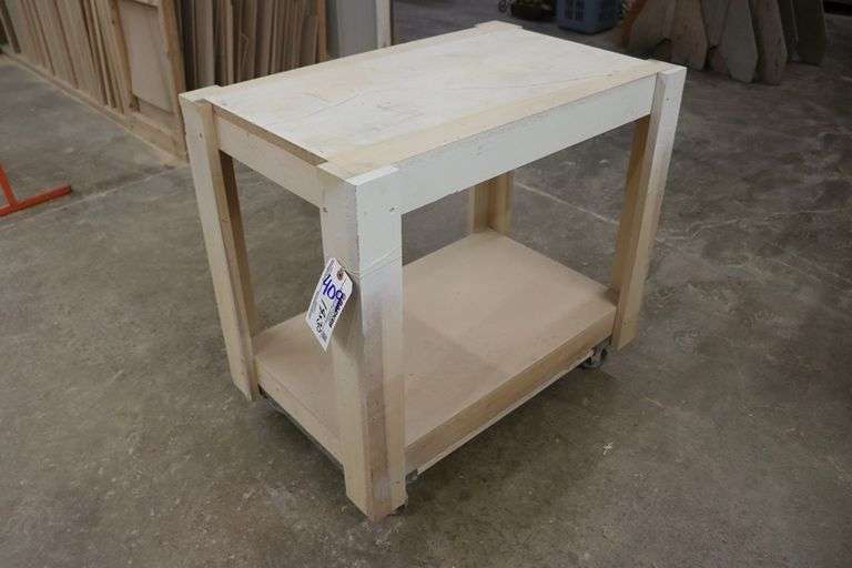 18" x 30" custom portable wood shop table - Backes Commercial Auctioneers