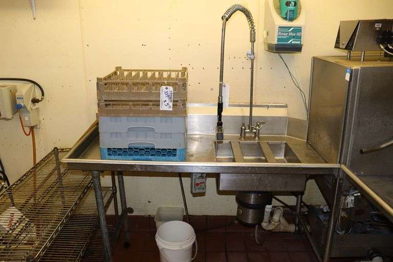 30" x 60" stainless left side soil table with pre rinse & food disposal ...