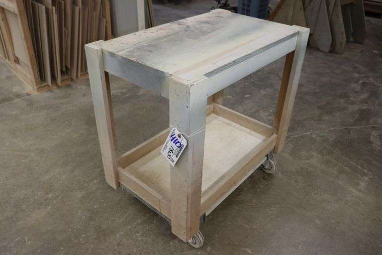 18" x 30" custom portable wood shop table - Backes Commercial Auctioneers