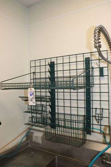 30" x 36" wall mount green coated wire drying rack - Backes Commercial ...