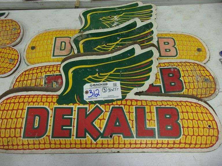 31" x 17" tall hand painted on masonite Dekalb signs total of 3 ...