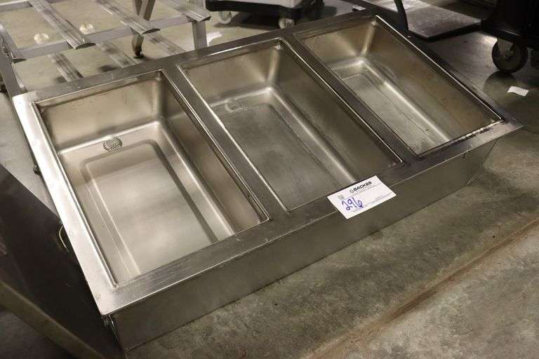 22" x 42" Wells stainless drop-in 3 well steam table with undercabinet ...