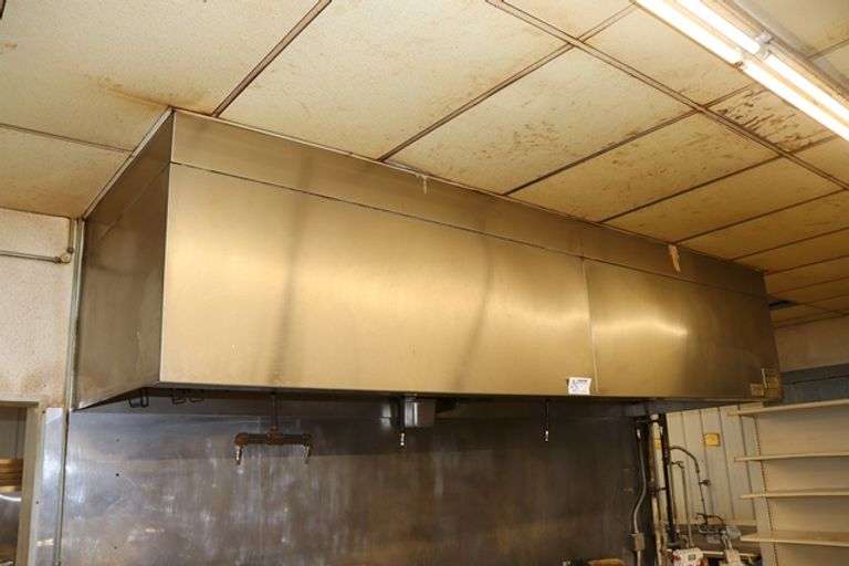 42" x 12' Stainless exhaust hood w/ range guard wet fire system, No ...