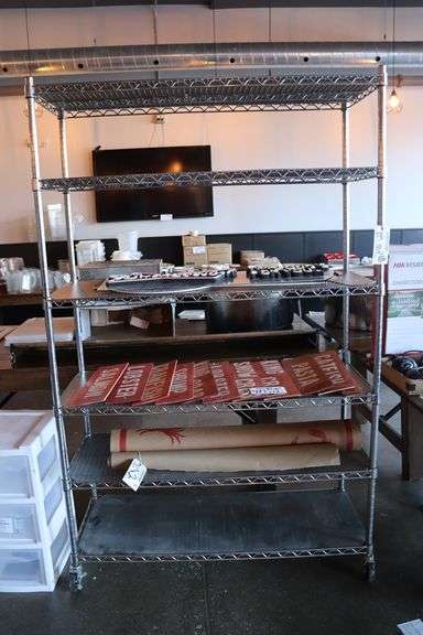 18" x 48" portable chrome rack - Backes Commercial Auctioneers