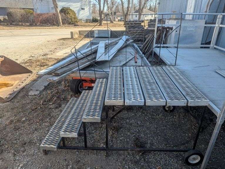 42" x 36" x 30" Tall portable metal framed staircase with railings ...