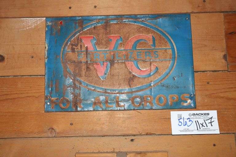 VC Fertilizers 11" x 17" metal wall sign - Backes Commercial Auctioneers
