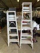 3 piece wood step ladder display with 2 black shelves - Backes ...