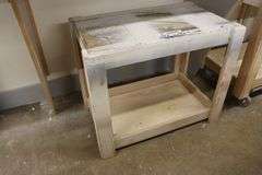 18" x 32" Wood stationary work table - Backes Commercial Auctioneers