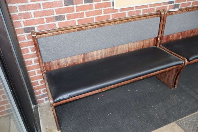Times 2 - 60" wood framed black vinyl seat entrance benches - Backes ...