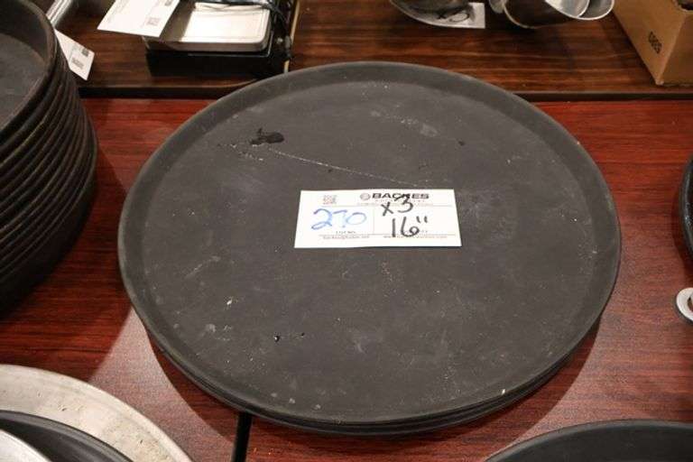 Times 3 - 16" round service trays - Backes Commercial Auctioneers