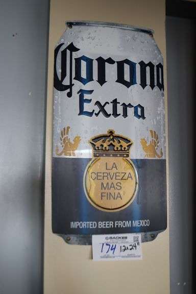 12" x 24" Corona metal wall sign - Backes Commercial Auctioneers