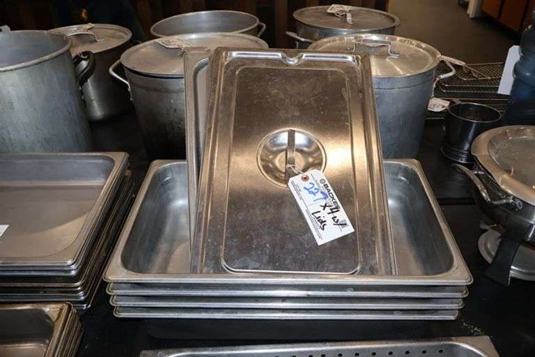 Times 4 - 12" x 20" x 4" stainless inset pans - no lids - Backes ...