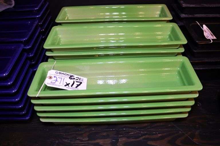 Times 17 - Green ceramic 6" x 21" x 2" buffet or deli display pans ...