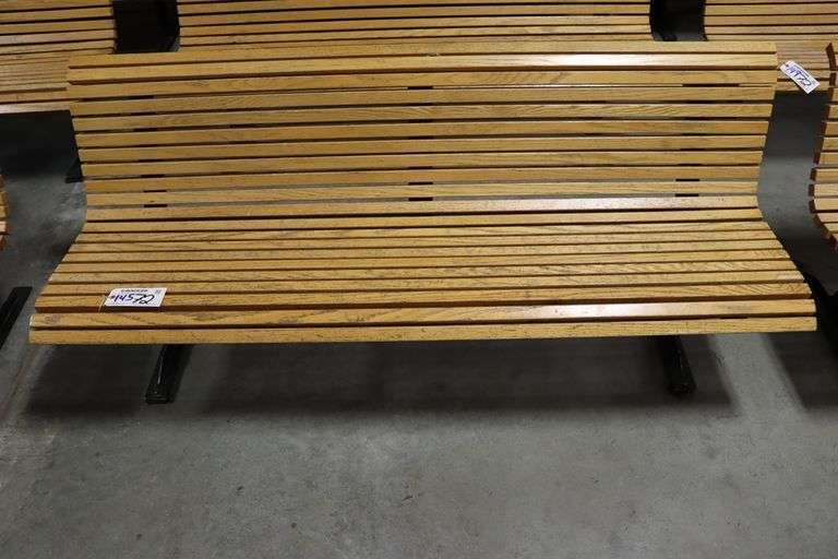 Oak slat bench - 72" long - heavy duty - was located inside the mall ...