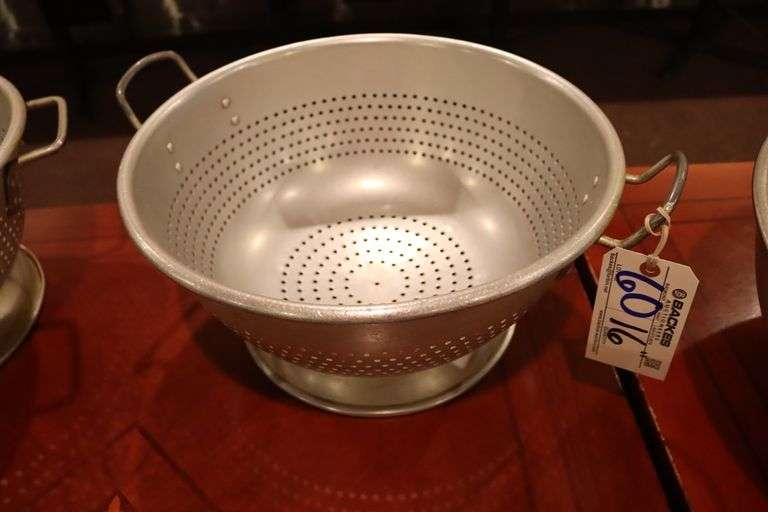 16" aluminum colander - Backes Commercial Auctioneers