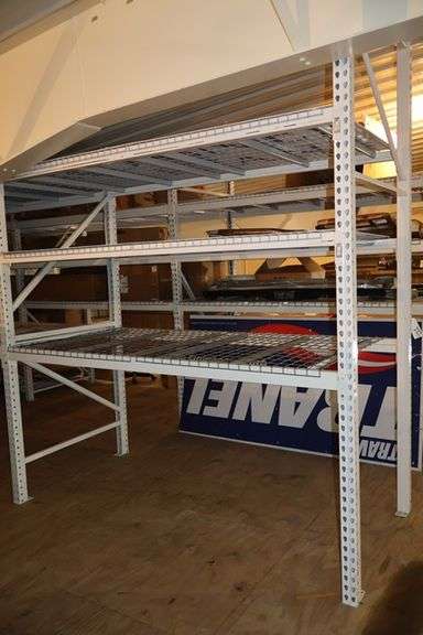 Times 3 - Sections of 48" x 8' white framed tear drop pallet racking ...