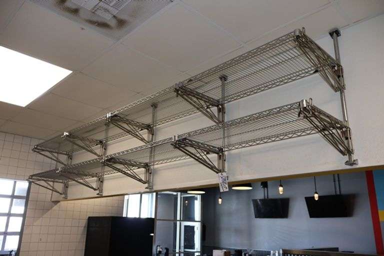 Metro 18" x 12' wall mount chrome coated wire wall shelving unit ...