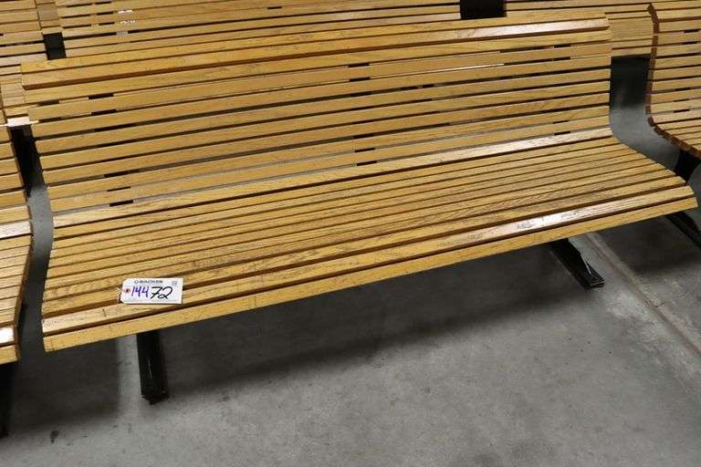 Oak slat bench - 72" long - heavy duty - was located inside the mall ...