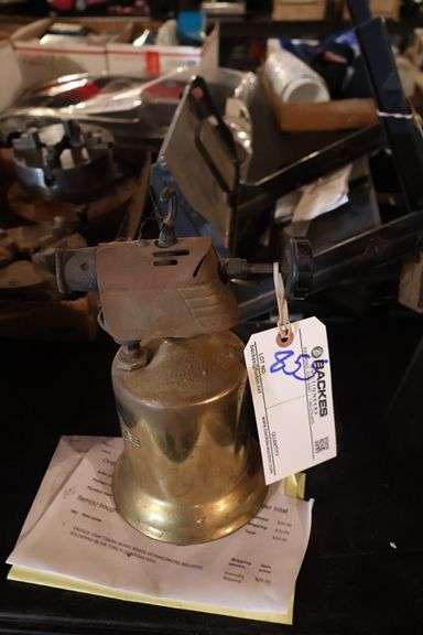 Vintage Craftsman brass blow torch - Backes Commercial Auctioneers