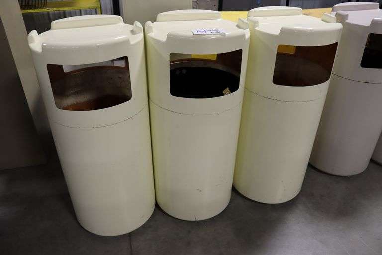 Times 3 - fiberglass shell trash cans - only 1 has the interior trash ...