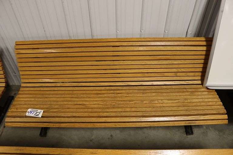 Oak slat bench - 72" long - heavy duty - was located inside the mall ...