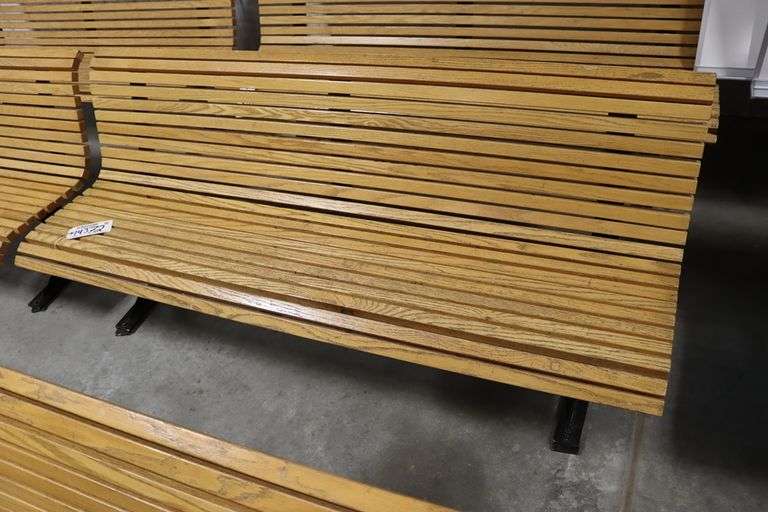Oak slat bench - 72" long - heavy duty - was located inside the mall ...