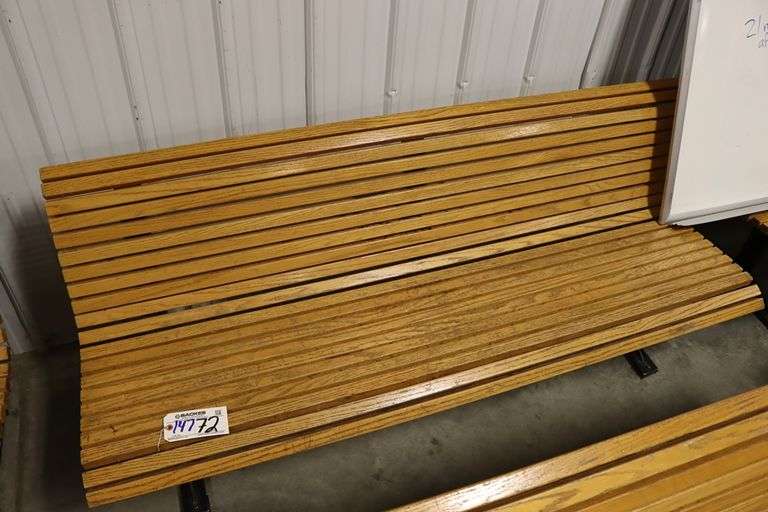 Oak slat bench - 72" long - heavy duty - was located inside the mall ...