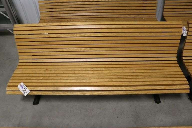Oak slat bench - 72" long - heavy duty - was located inside the mall ...