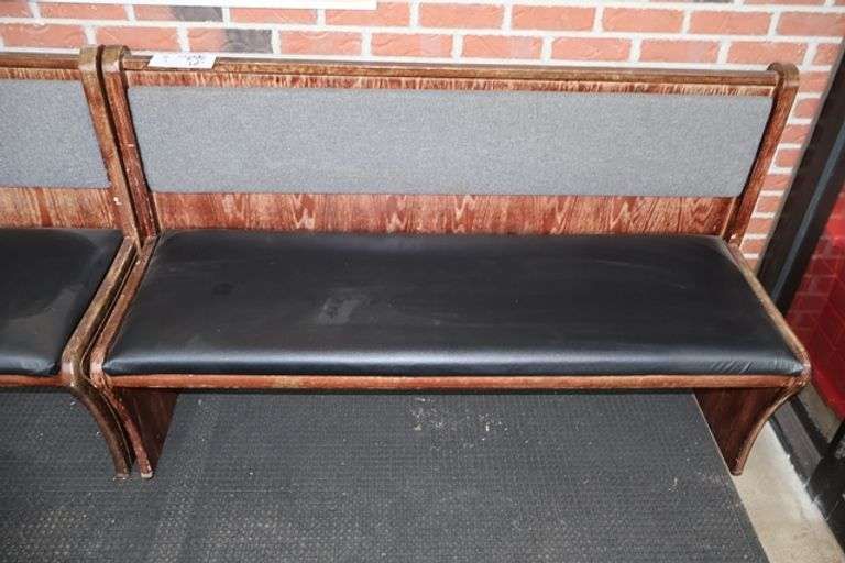 Times 2 - 60" wood framed black vinyl seat entrance benches - Backes ...