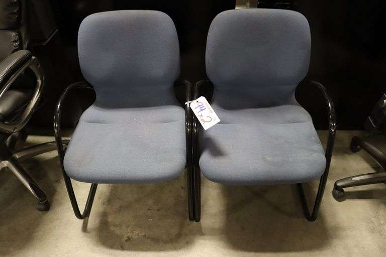 Times 2 - blue tweed sled chairs - need cleaned - Backes Commercial ...