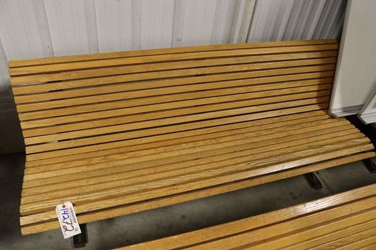 Oak slat bench - 72" long - heavy duty - was located inside the mall ...