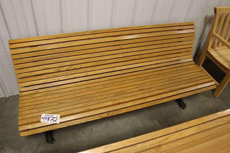 Oak slat bench - 72" long - heavy duty - was located inside the mall ...