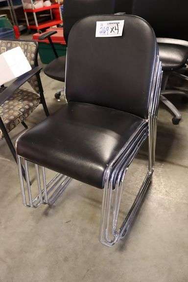Times 4 - chrome framed sled chairs with black vinyl seats - Backes ...
