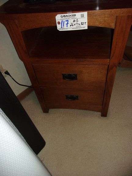 26" x 17" x 32" tall Mission TV Stand - Backes Commercial Auctioneers