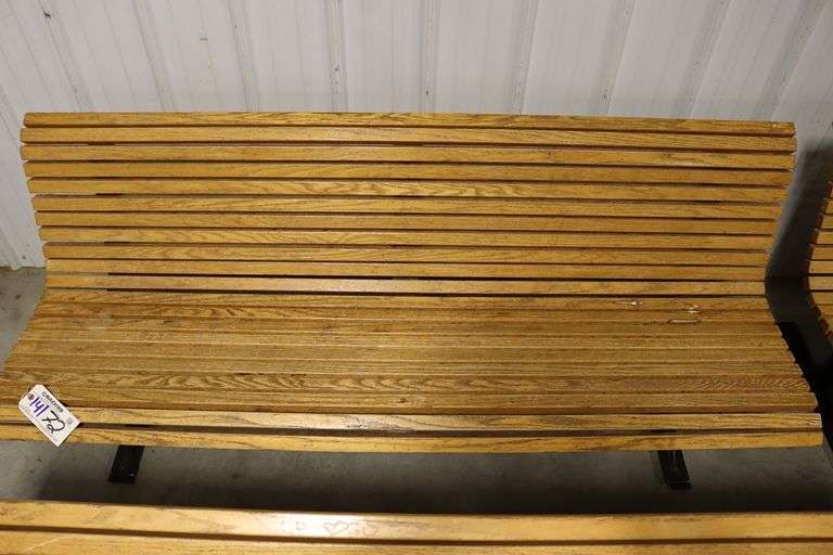 Oak slat bench - 72" long - heavy duty - was located inside the mall ...