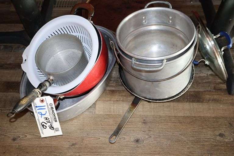 All to go - Stock pot, double broiler inset pan, roasting pan, sauce ...