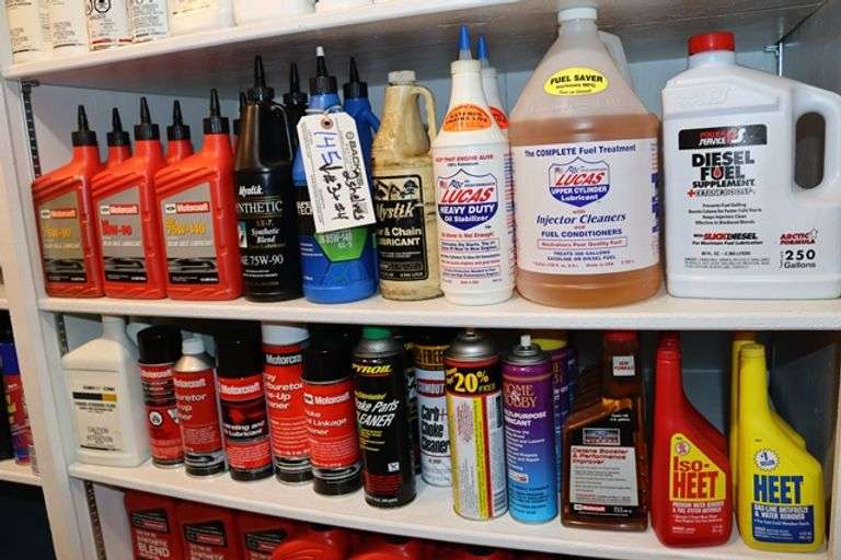 2 shelves to go - Rear axle lube, injector cleaners, choke cleaner ...
