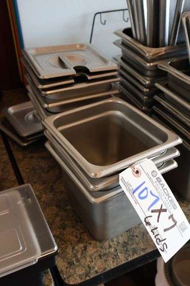 Times 7 - 1/6 x 6" Stainless inset pans w/ 6 lids - Backes Commercial ...