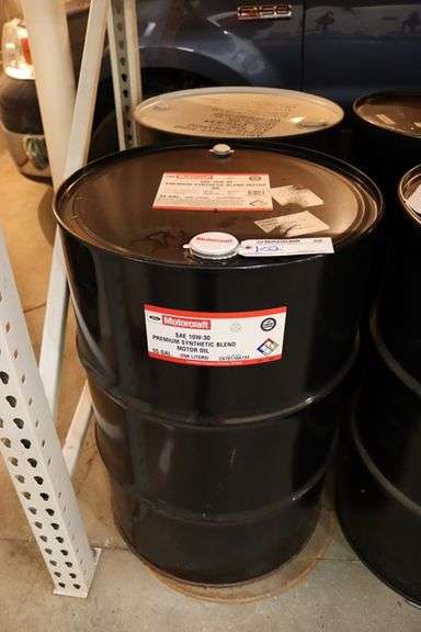 55 gallon barrel of Motorcraft SAE 10W-30 synthetic motor oil - opened ...
