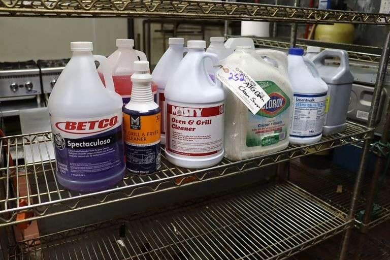 All to go - Assorted cleaned chemicals - Backes Commercial Auctioneers