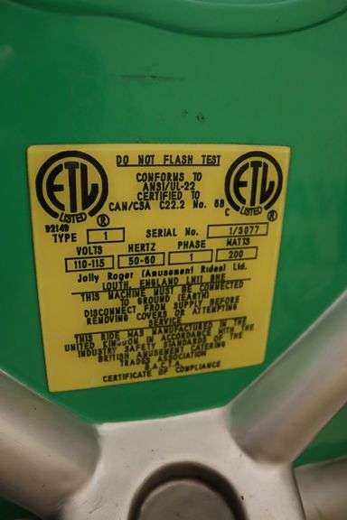 Jolly Roger Amusement Rides Barney - coin op kiddee ride - Serial 1/ ...