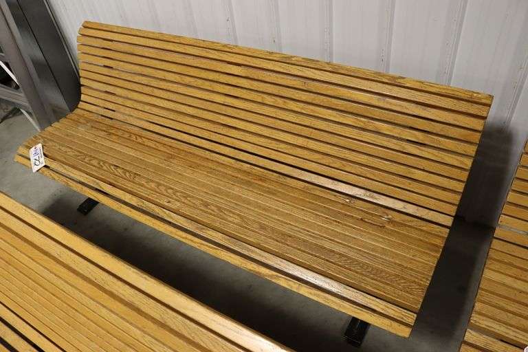 Oak slat bench - 72" long - heavy duty - was located inside the mall ...