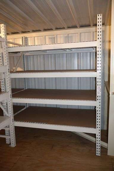 Times 3 - Sections of 42" white framed tear drop pallet racking with ...