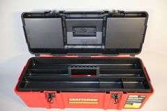 Craftsman 26" red plastic tool box - Backes Commercial Auctioneers