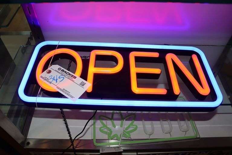 OPEN lighted sign - Backes Commercial Auctioneers