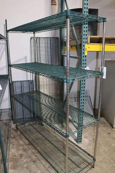21" x 60" chrome & green coated wire rack - Backes Commercial Auctioneers