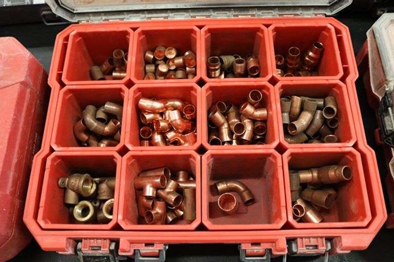 Milwaukee 14" x 18" plastic organizer with copper elbows, caps ...
